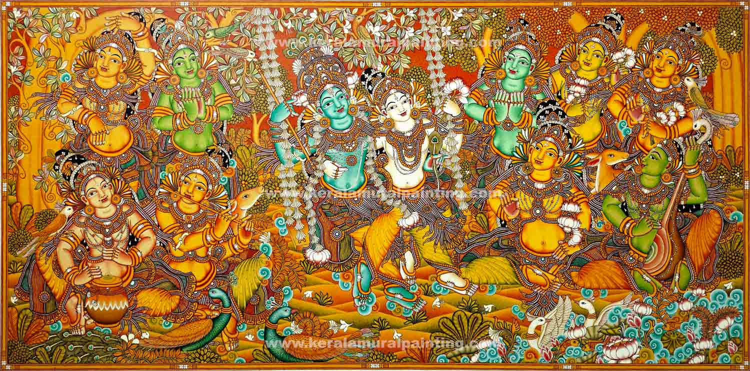 Krishna leela - Kerala Mural Painting