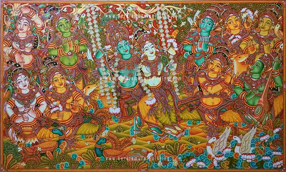 krishna-leela Kerala mural - Kerala Mural Painting