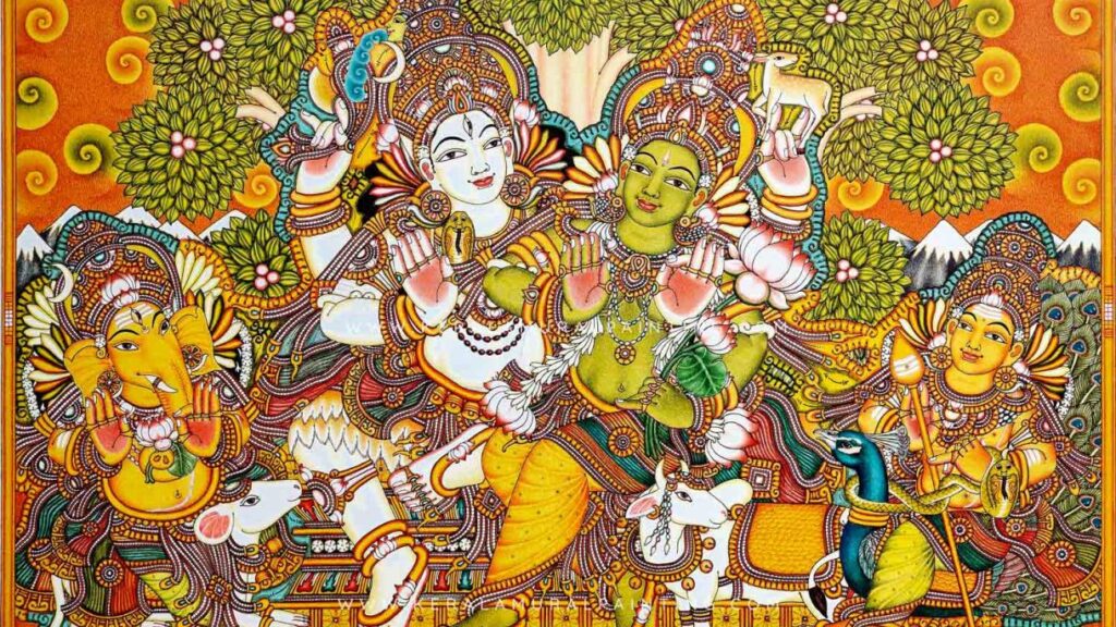 Shiva Kudumbam Mural Painting: A Stunning Celebration of Divine Family ...